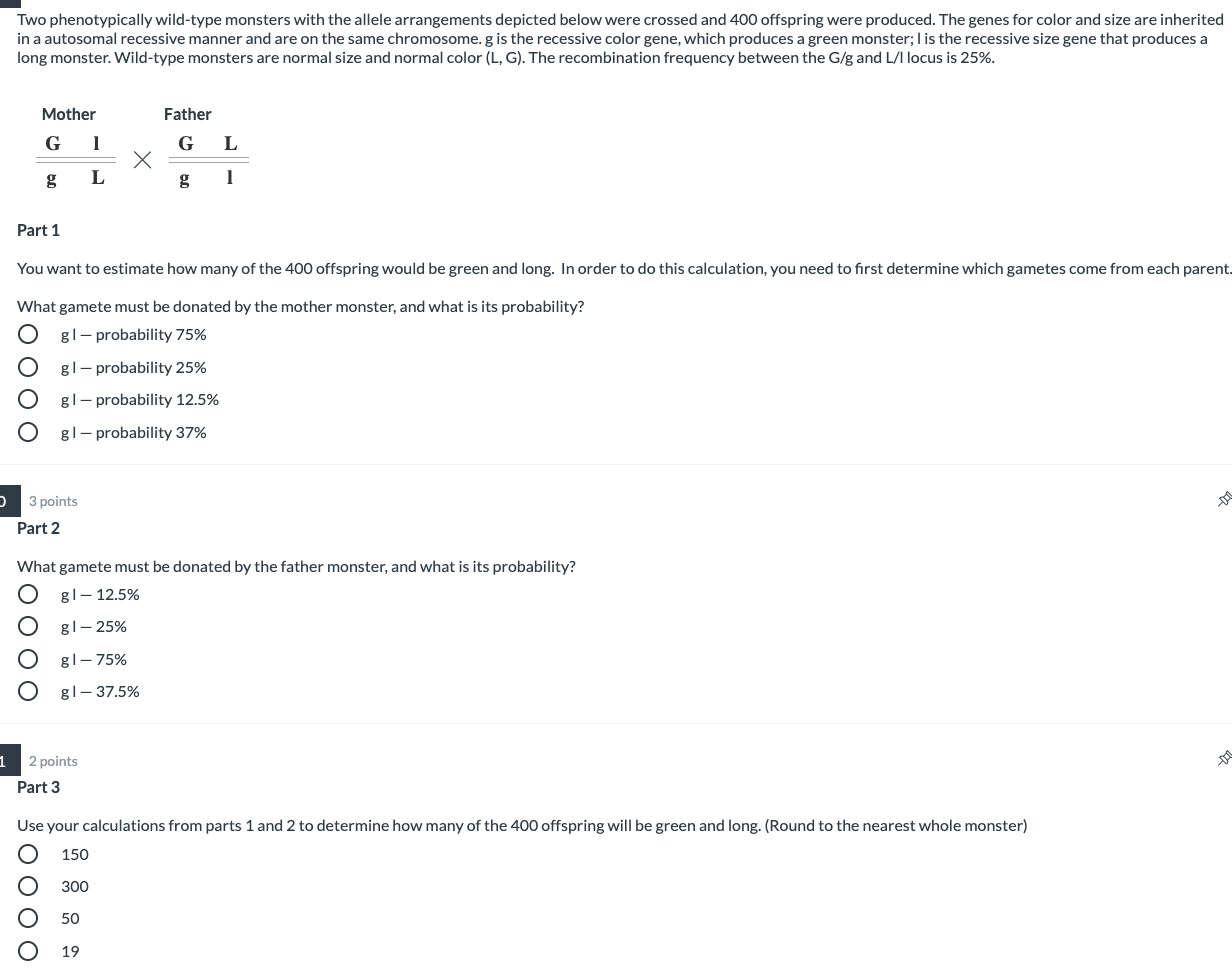 Two phenotypically wild-type monsters with the allele | Chegg.com