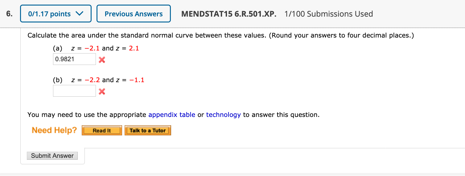 Solved 6. 0/1.17 points V Previous Answers MENDSTAT15 | Chegg.com