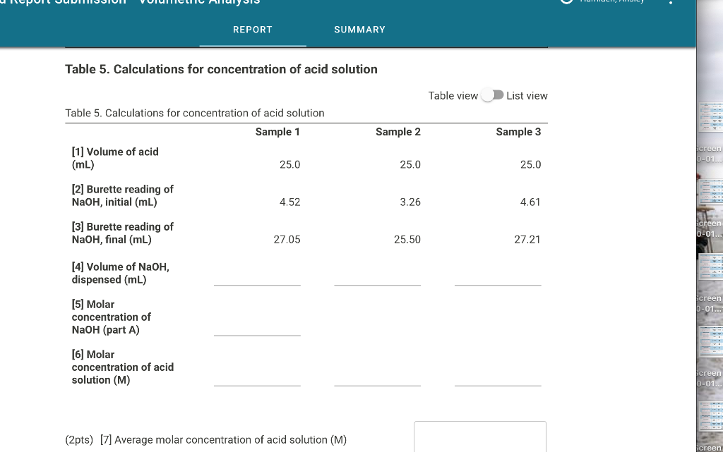 Solved REPORT SUMMARY (14pts) Part A. Standardization of a | Chegg.com