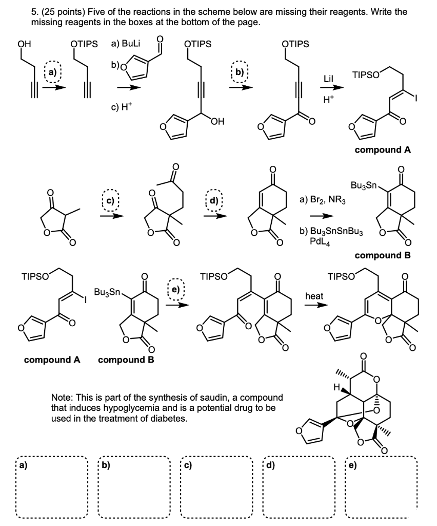 Solved 5. (25 points) Five of the reactions in the scheme | Chegg.com