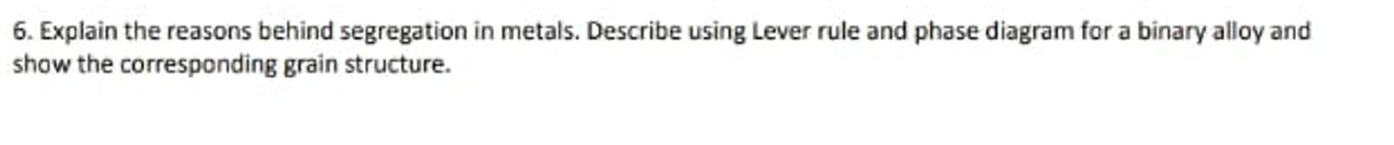 Solved 6. ﻿Explain the reasons behind segregation in metals. | Chegg.com