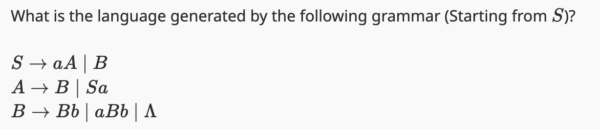 Solved What is the language generated by the following | Chegg.com