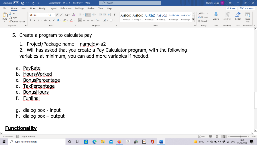 Solved AutoSave CH 1 Assignment 1-3% (1)-1 - Read-Only - | Chegg.com