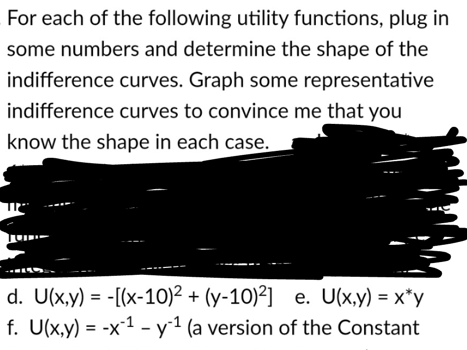 Solved For each of the following utility functions, plug in | Chegg.com