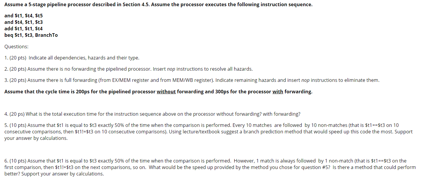 Solved Assume a 5-stage pipeline processor described in | Chegg.com