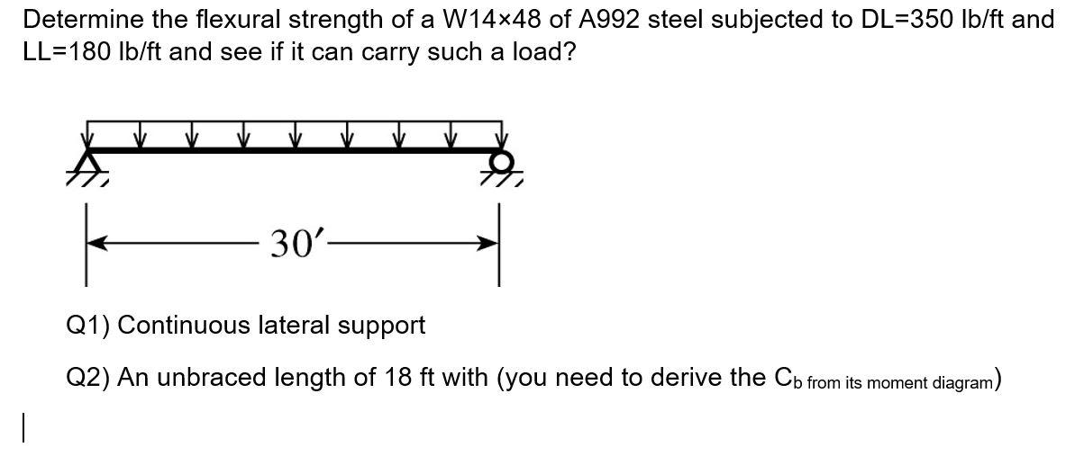 Solved Determine the flexural strength of a W14x48 of A992 | Chegg.com