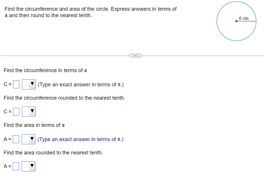Solved Find the circumference and area of the circle. | Chegg.com