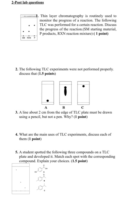 Solved 2-Post lab questions Thin layer chromatography is | Chegg.com