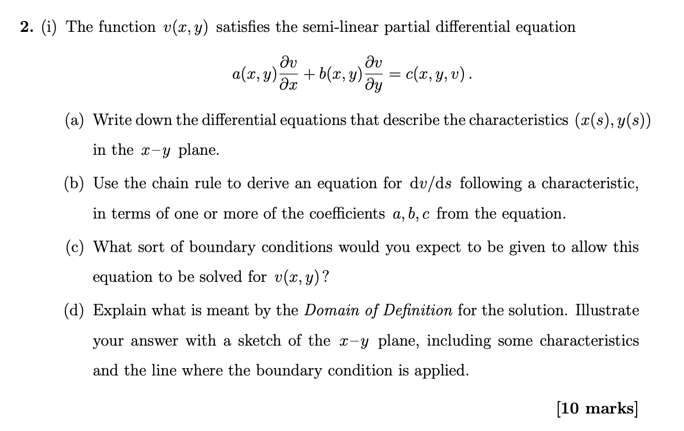 2. (i) The function v(x,y) satisfies the semi-linear | Chegg.com