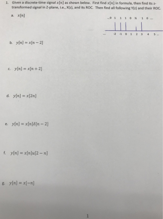 Solved Given a discrete-time signal x [n] as shown below. | Chegg.com