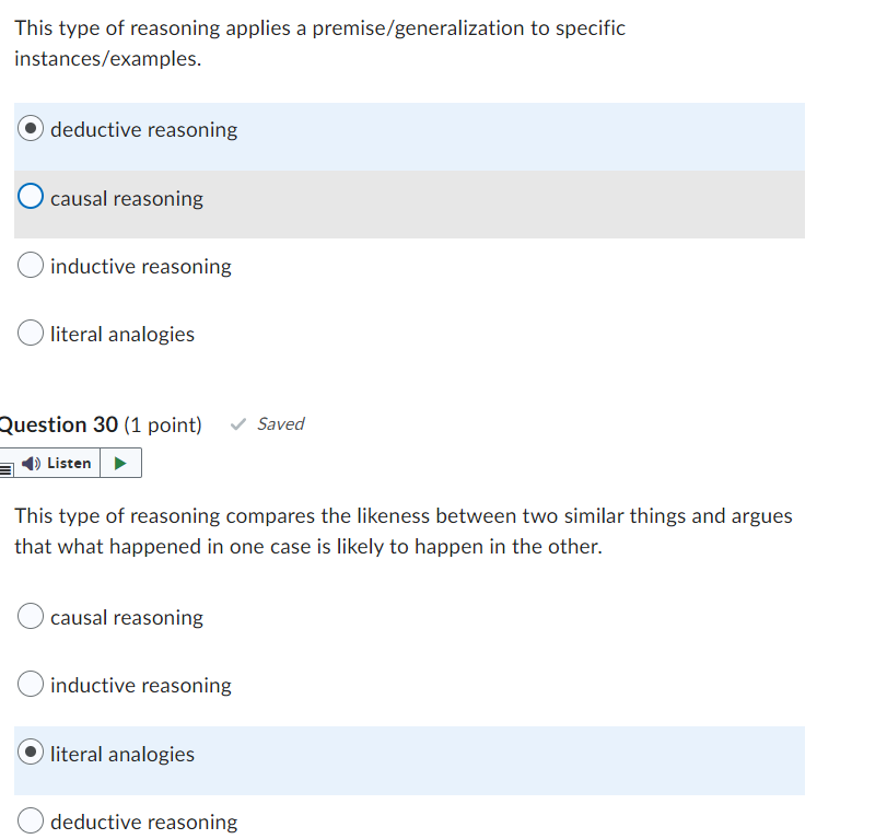 Solved This type of reasoning applies a | Chegg.com