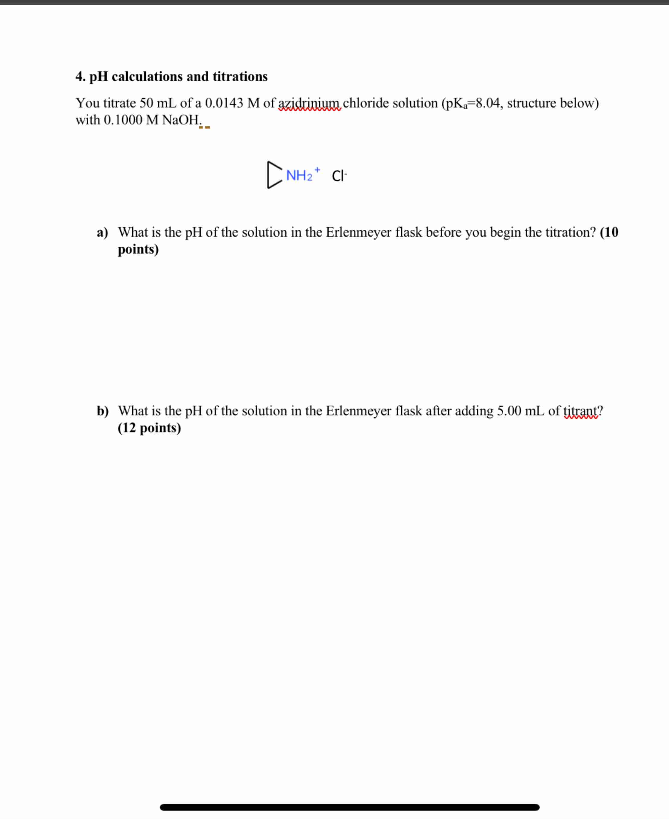 Solved pH ﻿calculations and titrationsYou titrate | Chegg.com