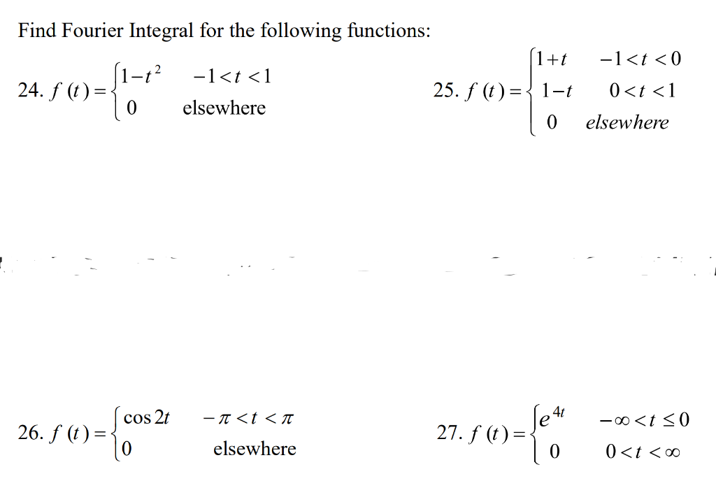 Solved Find Fourier Integral for the following functions: | Chegg.com