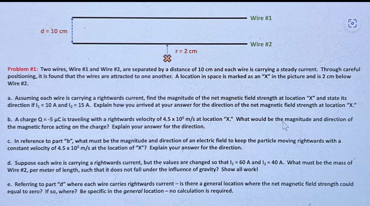 Solved Problem \#1: Two wires, Wire \#1 and Wire \#2, are | Chegg.com