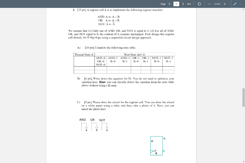 Solved Page ZOOM 3. [25 pls] A register cell A is to | Chegg.com