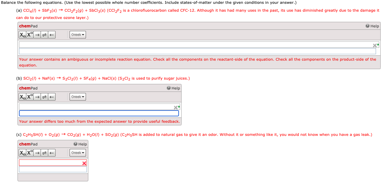 Solved Balance the following equations. (Use the lowest | Chegg.com