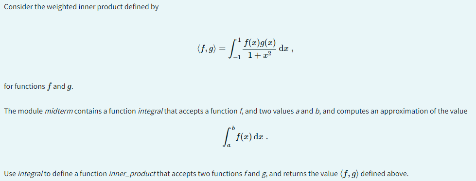 Consider the weighted inner product defined by | Chegg.com