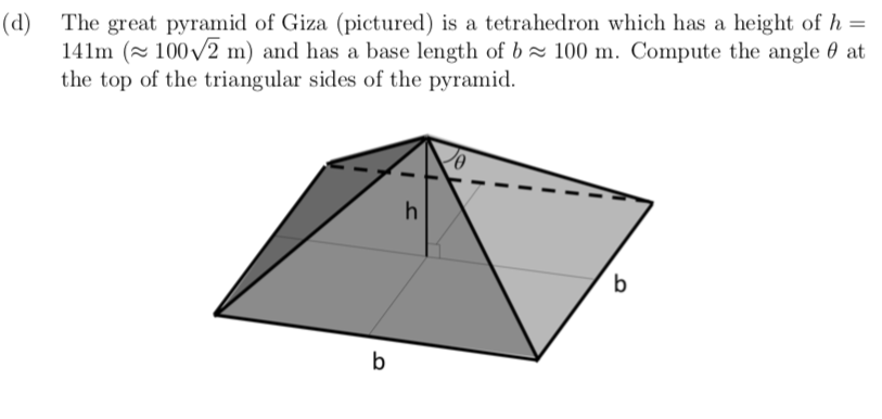 Solved The great pyramid of Giza (pictured) is a tetrahedron | Chegg.com