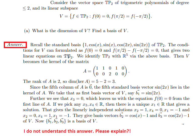 Solved Consider the vector space TP2 of trigometric | Chegg.com