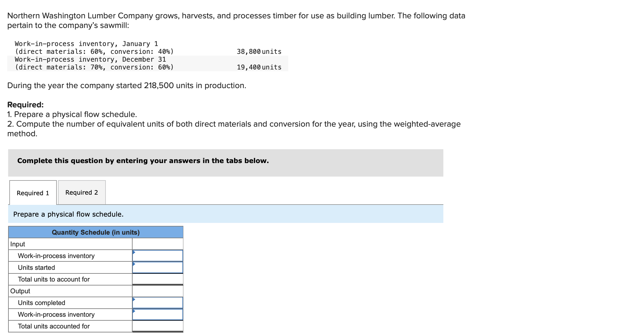 Solved Northern Washington Lumber Company grows, harvests, | Chegg.com