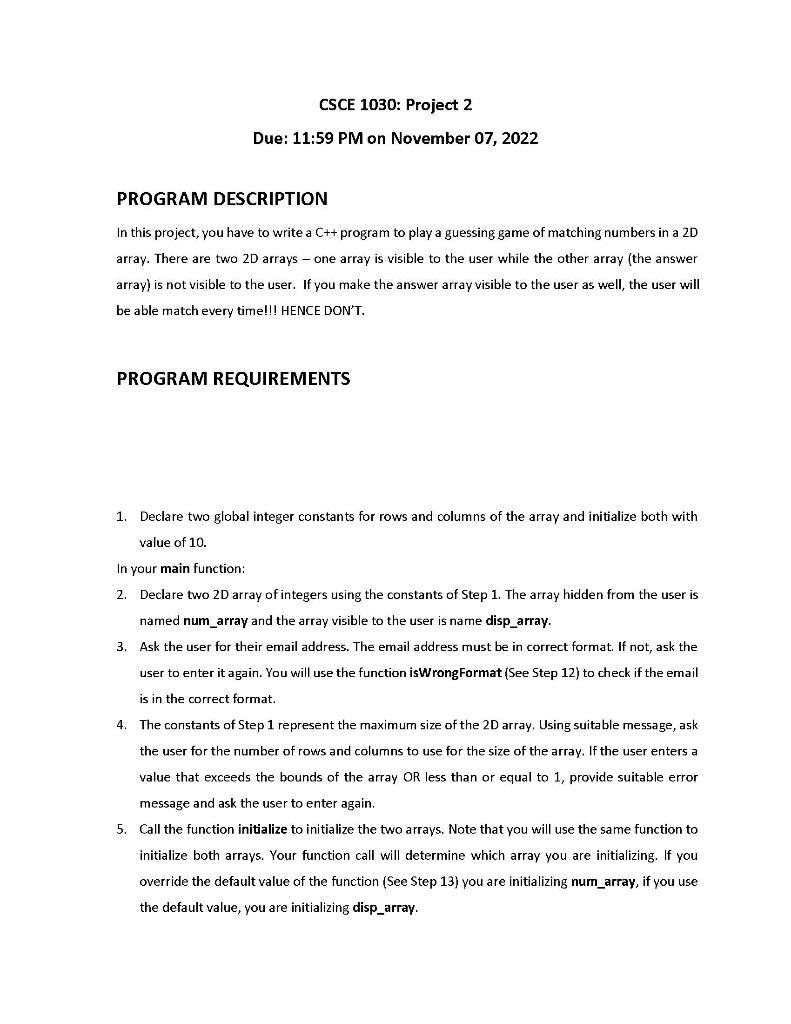 Solved Program Description In This Project You Have To 