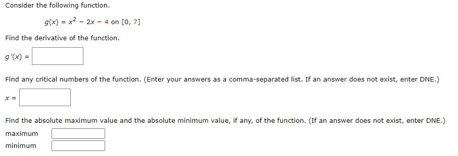 Solved Consider the following function. g(x) = x2 - 2x - 4 | Chegg.com
