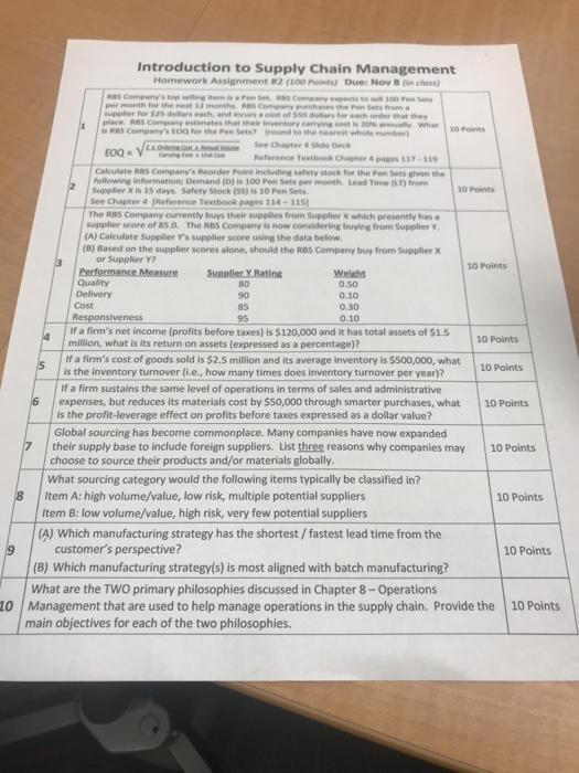 Solved Introduction to Supply Chain Management Homework | Chegg.com