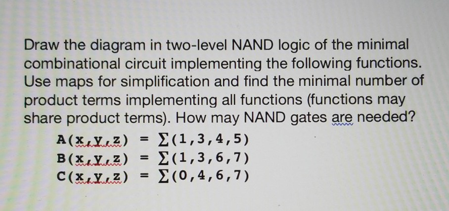 Solved Draw the diagram in two-level NAND logic of the | Chegg.com