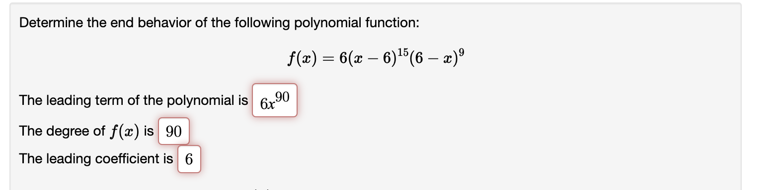 Solved Determine the end behavior of the following | Chegg.com