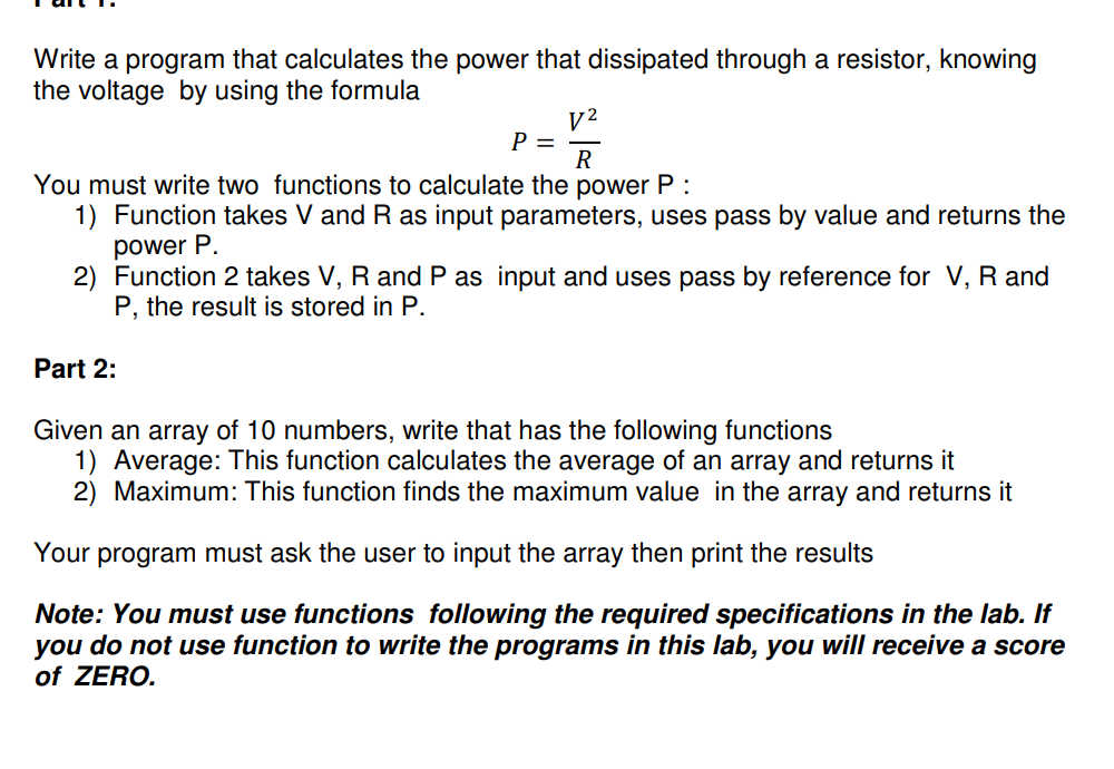 Solved Write a program that calculates the power that | Chegg.com