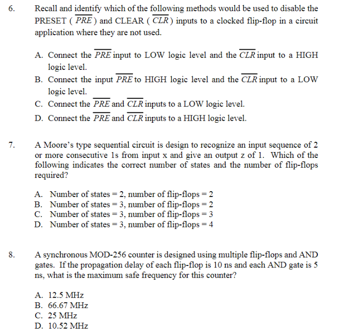 Solved Recall and identify which of the following methods | Chegg.com