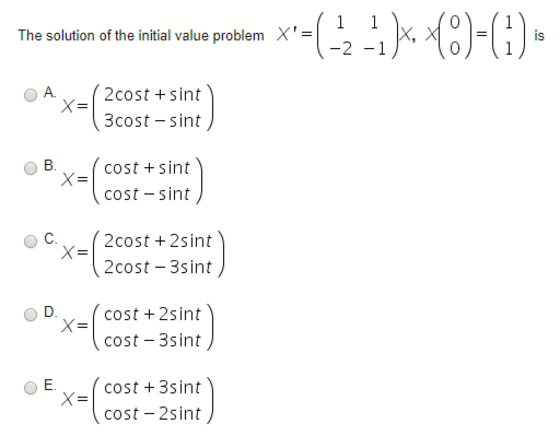 Solved The solution of the initial value problem X'= 1-2 | Chegg.com