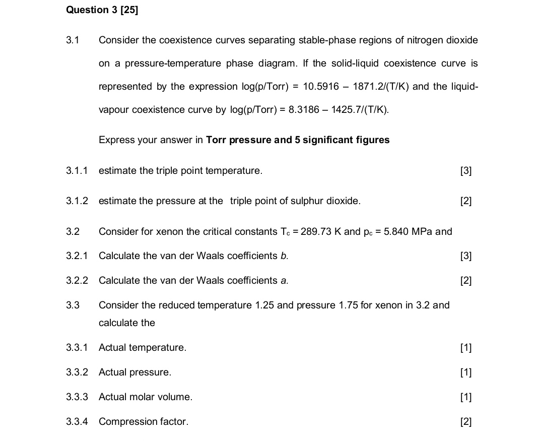 Solved Question 3 [25]3.1 ﻿Consider the coexistence curves | Chegg.com