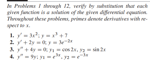 Solved In Problems 1 through 12 , verify by substitution | Chegg.com
