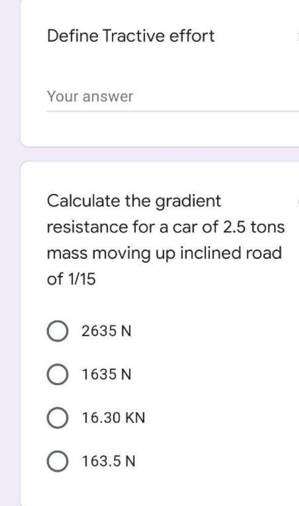 Solved Define Tractive effort Your answer Calculate the | Chegg.com