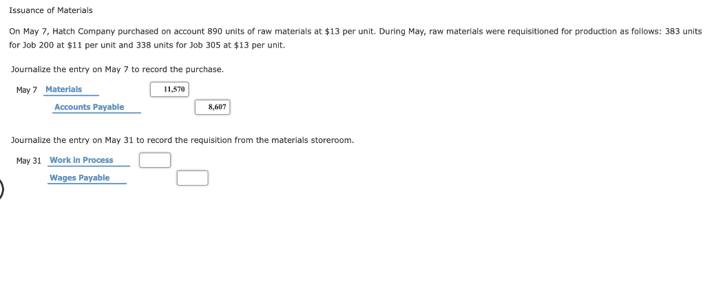 Solved Issuance of Materials On May 7, Hatch Company | Chegg.com
