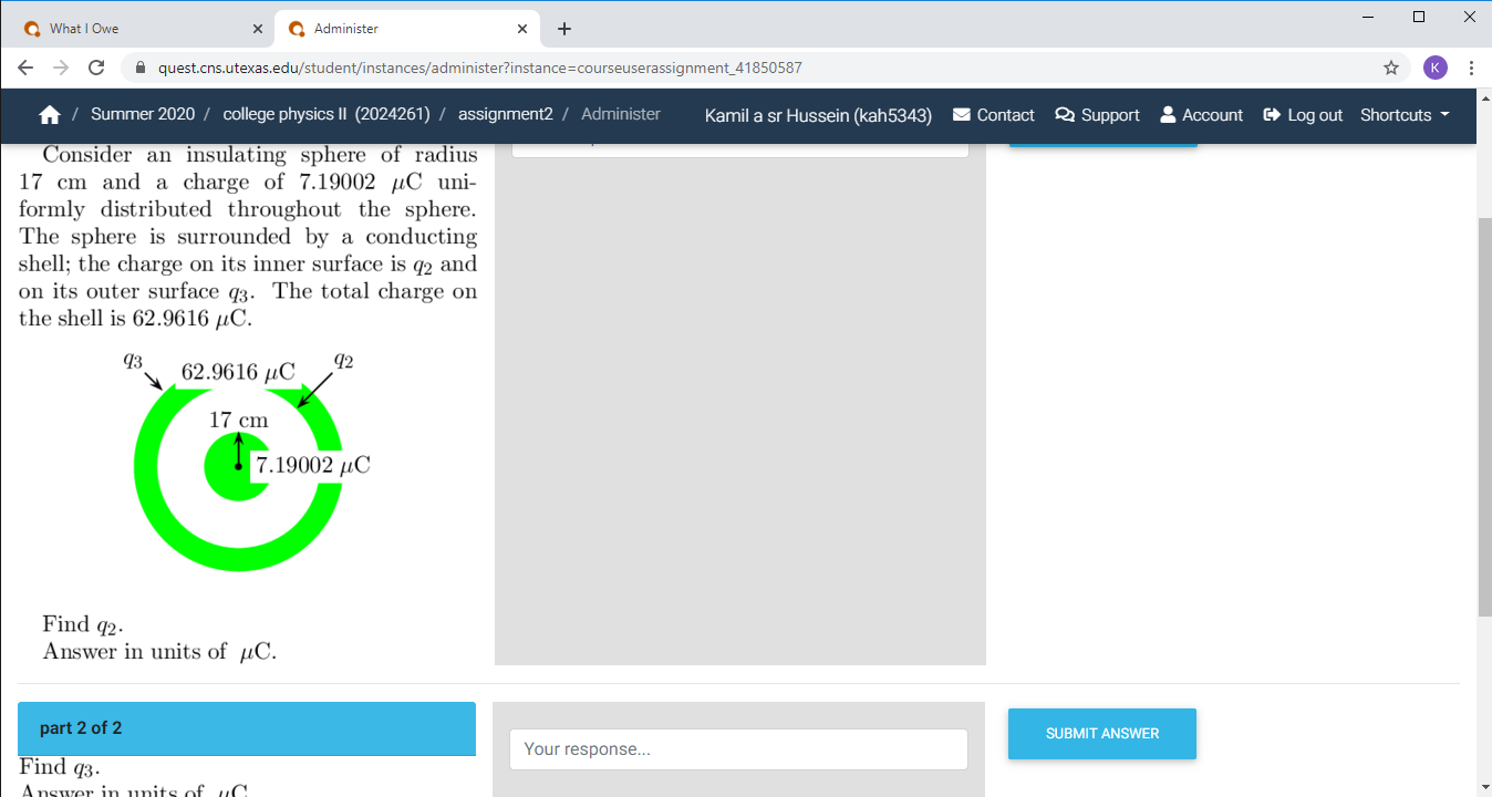 Solved - Х What I Owe Administer + f C | Chegg.com
