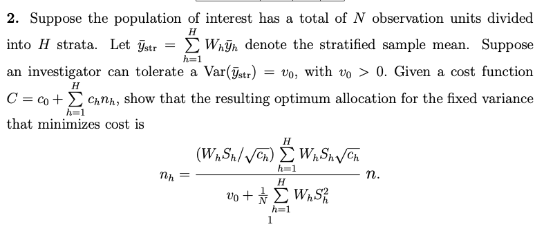 Solved 2. Suppose the population of interest has a total of | Chegg.com