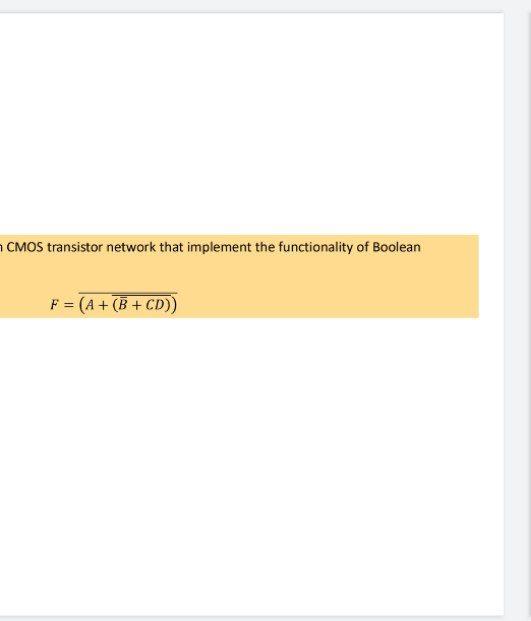 Solved Cmos Transistor Network That Implement The 