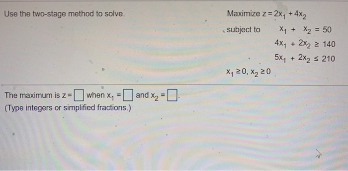 Solved two stage simplex method please help with steps. i | Chegg.com