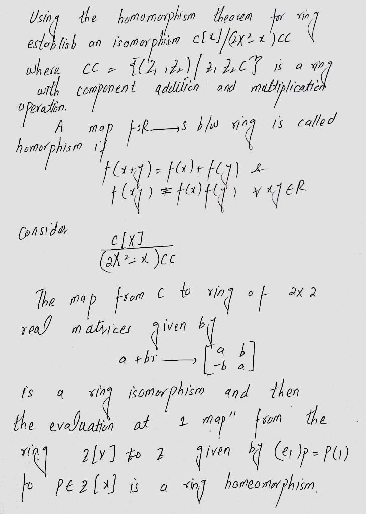 Solved establish an isomor, Using the homomorphism theorem | Chegg.com