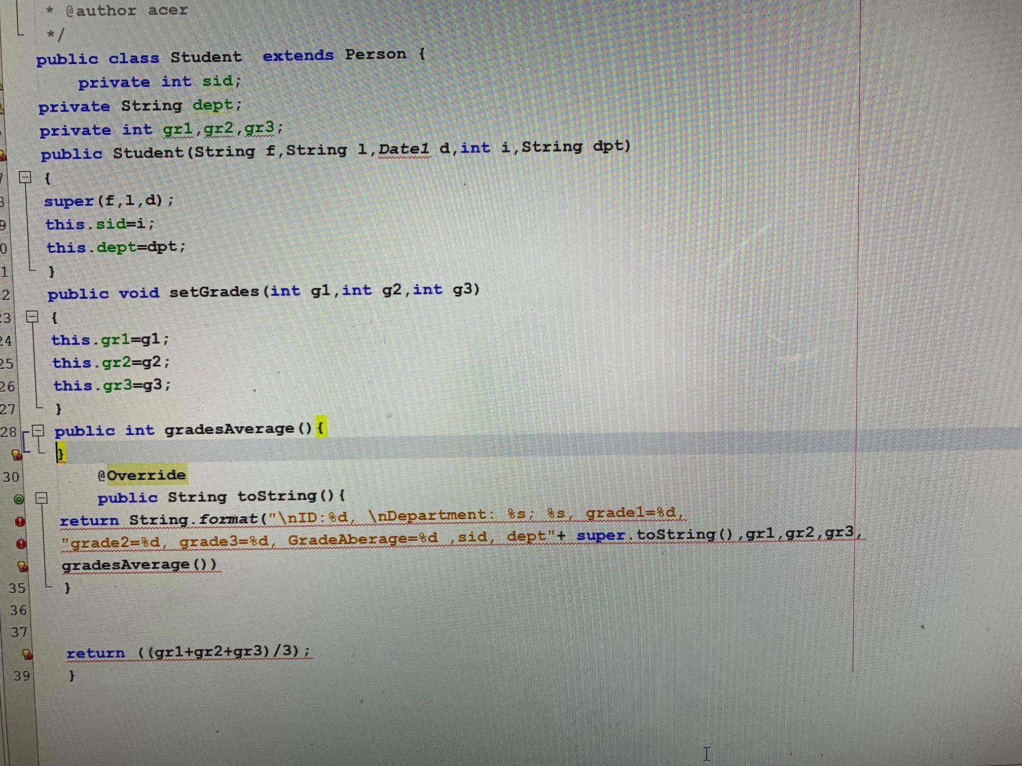 Solved * @author acer */ public class Student extends Person | Chegg.com
