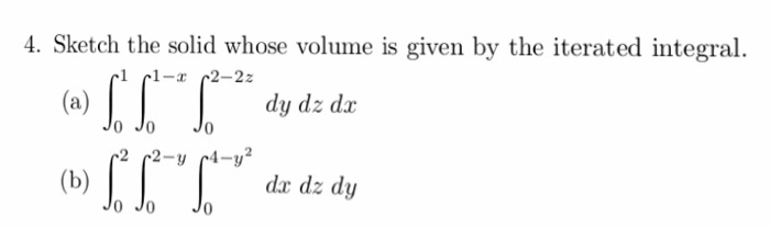 Solved 4. Sketch the solid whose volume is given by the | Chegg.com