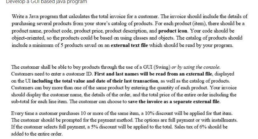 Develop a GUI based java program Write a Java program | Chegg.com