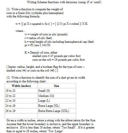 Solved Writing Scheme functions with decisions (using 'if or | Chegg.com