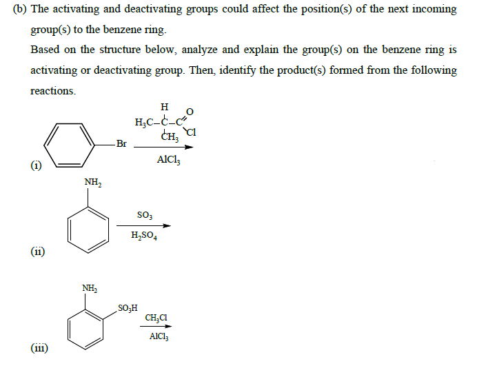Solved (b) The activating and deactivating groups could | Chegg.com