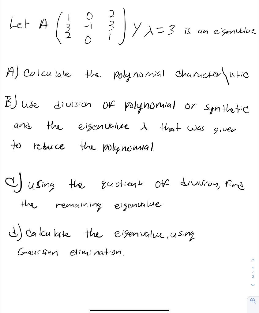 Solved Let A Jyx y x=3 is an eigenuine A) Calculate the | Chegg.com