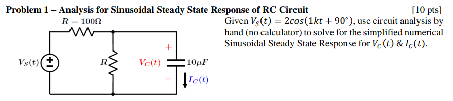 Solved Problem 1 - ﻿Analysis for Sinusoidal Steady State | Chegg.com