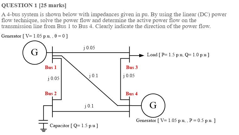 Solved QUESTION 1 [25 marks] A 4-bus system is shown below | Chegg.com