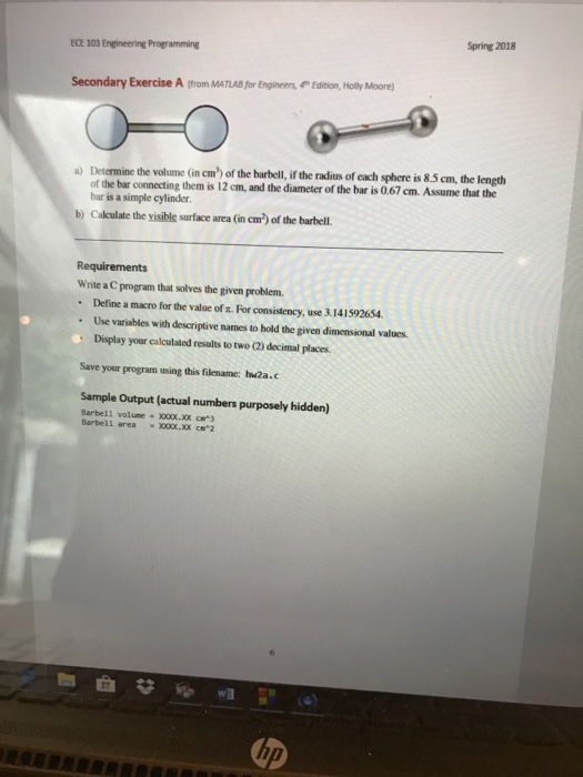 Solved Spring 2018 ECE 103 Engineering Programming Secondary | Chegg.com